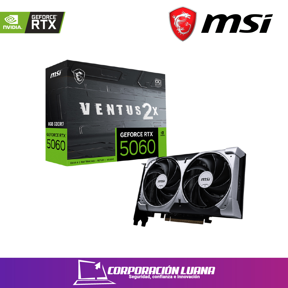 TARJETA DE VIDEO MSI RTX 5060 VENTUS OC ( RTX-5060-8GDVENTUS-2OC ) 8GB ...