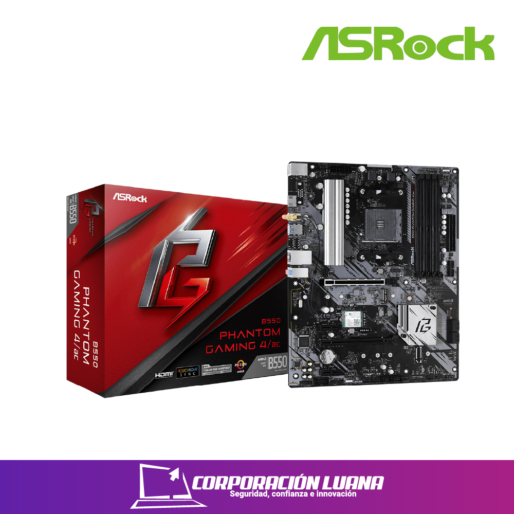 MOTHERBOAR ASROCK B550 PHANTOM GAMING 4 AC ( MBARB550PG4AC ) DDR4 ...